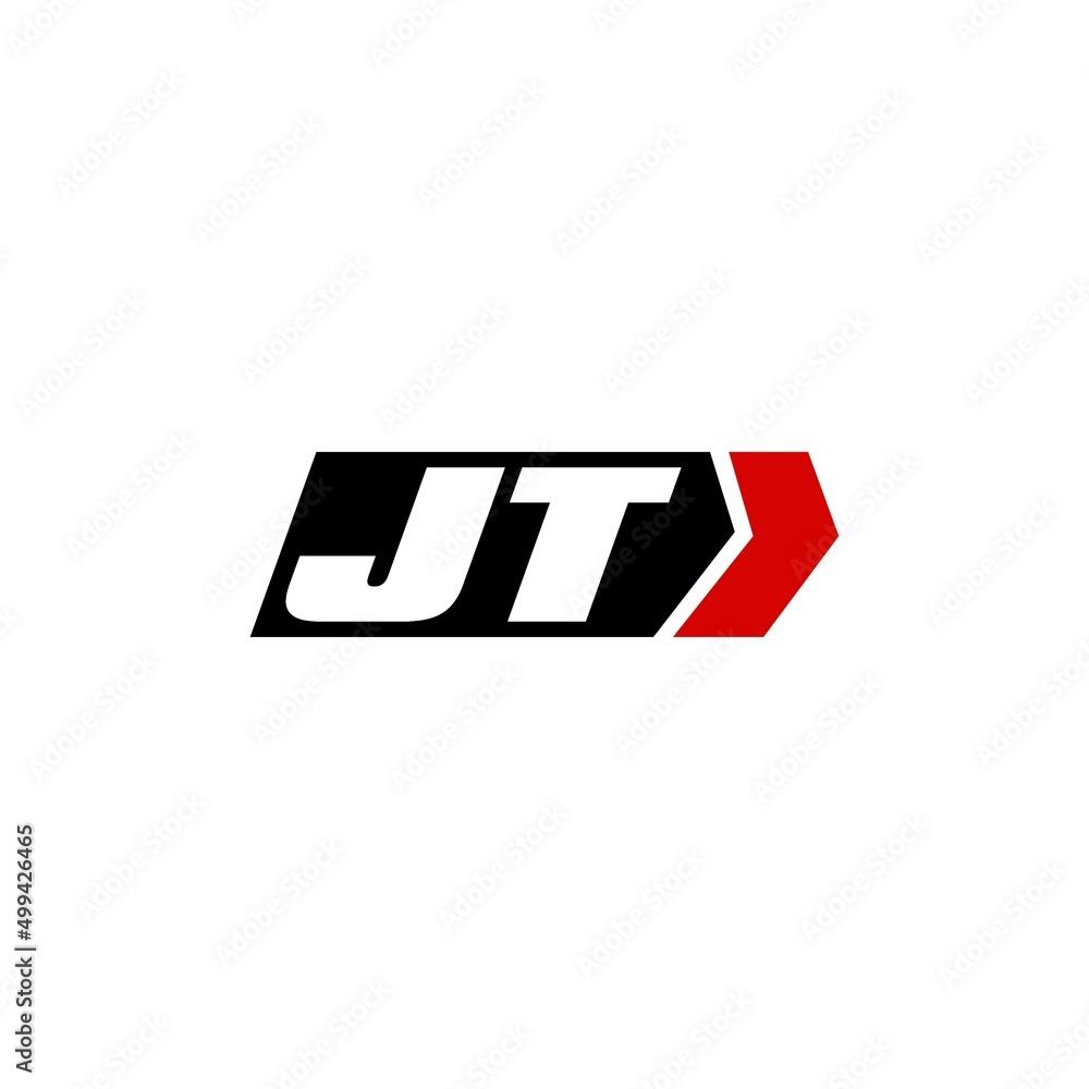 Initial letter JT logo with right arrow logo design Stock Vector ...