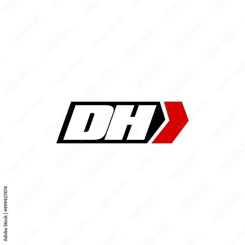 Initial letter DH logo with right arrow logo design Stock Vector ...