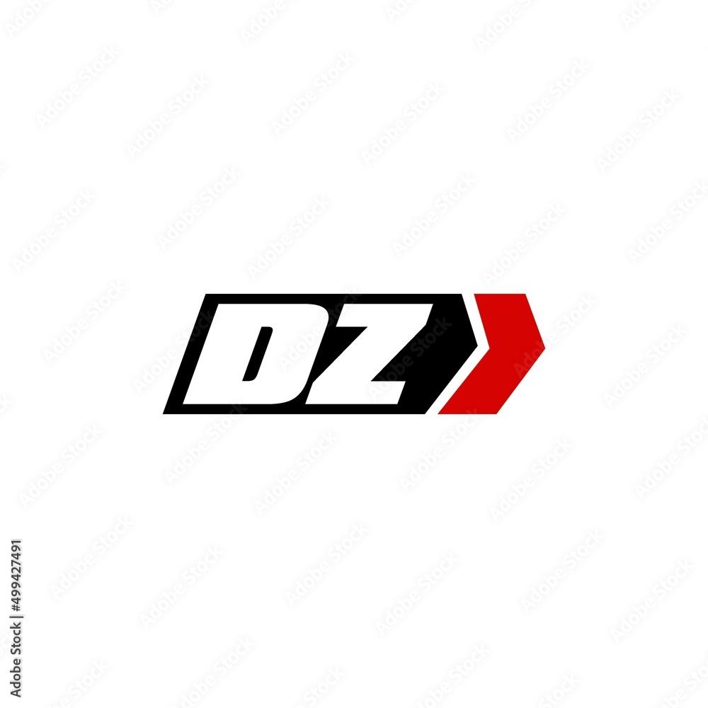 Initial letter DZ logo with right arrow logo design Stock Vector ...