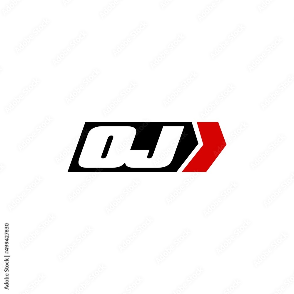Initial letter OJ logo with right arrow logo design Stock Vector ...