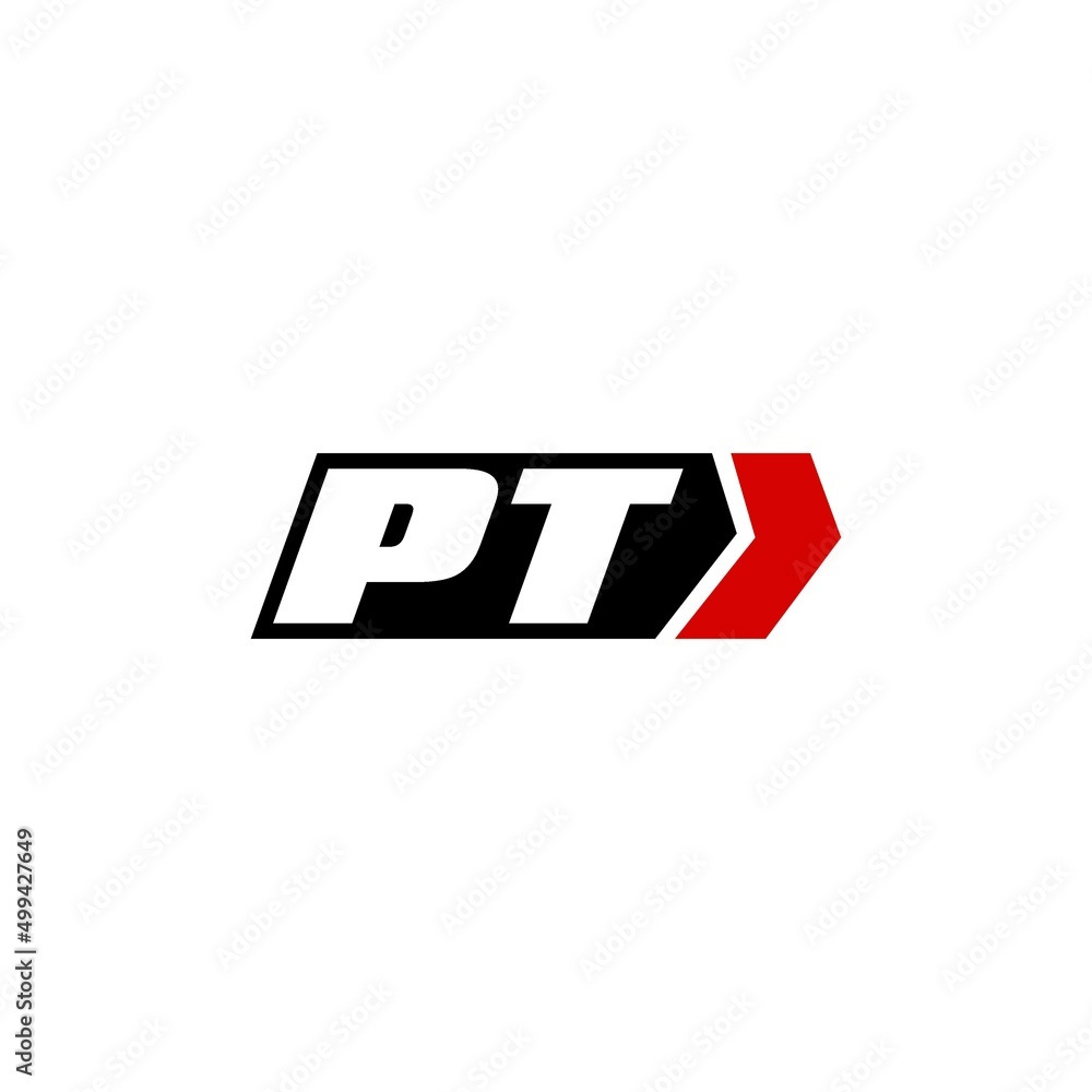 Initial letter PT logo with right arrow logo design Stock Vector ...