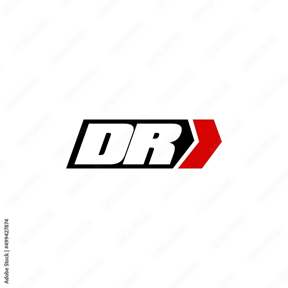 Initial letter DR logo with right arrow logo design Stock Vector ...