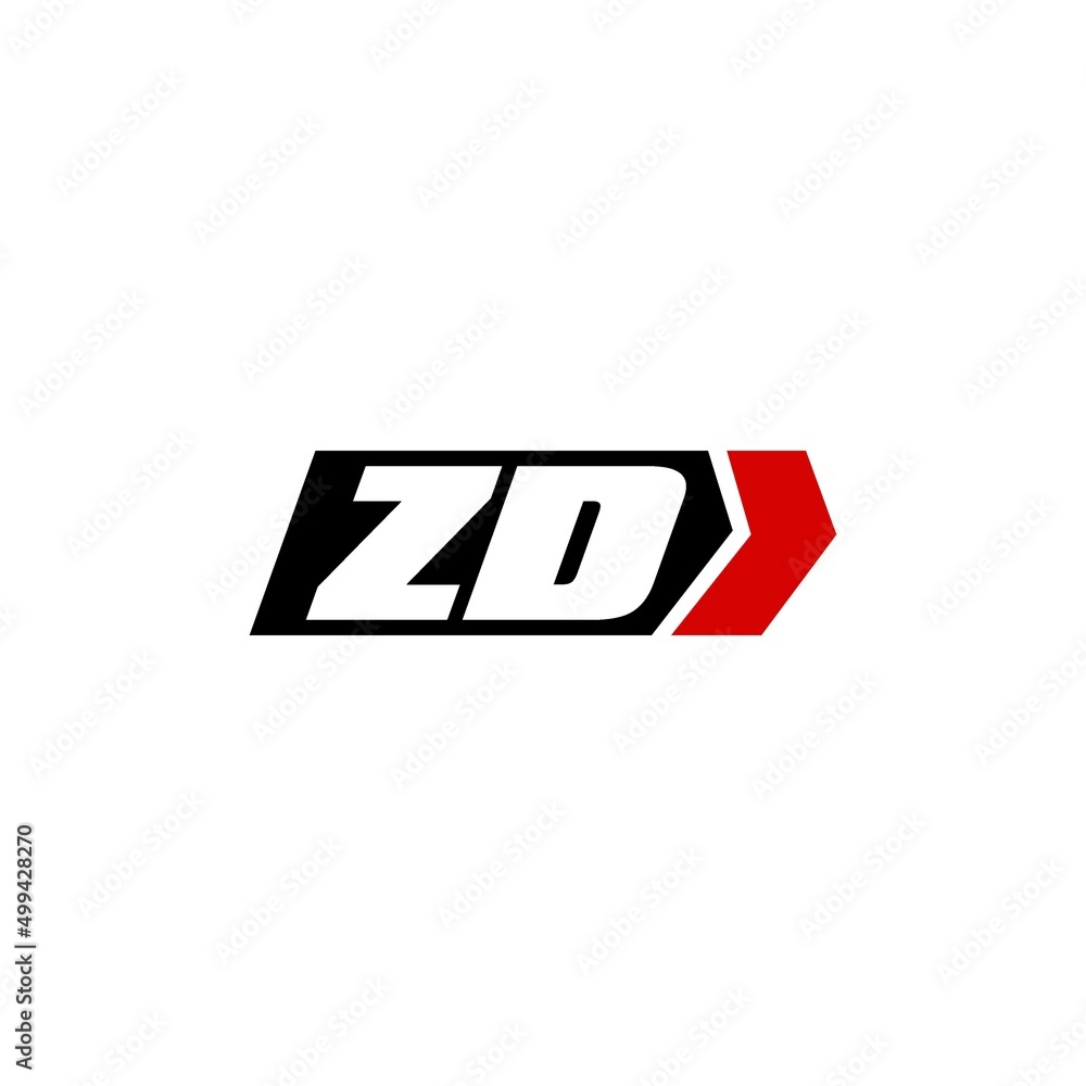 Initial letter ZD logo with right arrow logo design Stock Vector ...