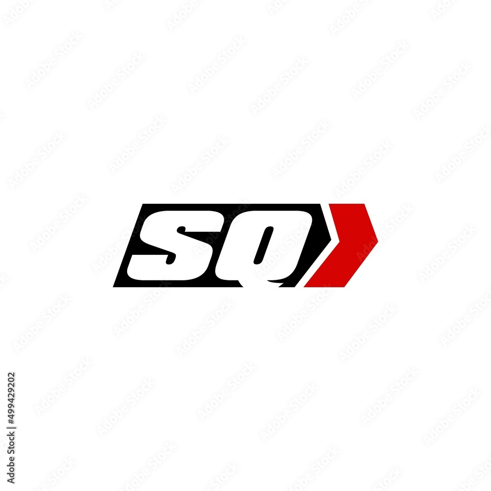 Initial letter SQ logo with right arrow logo design Stock Vector ...