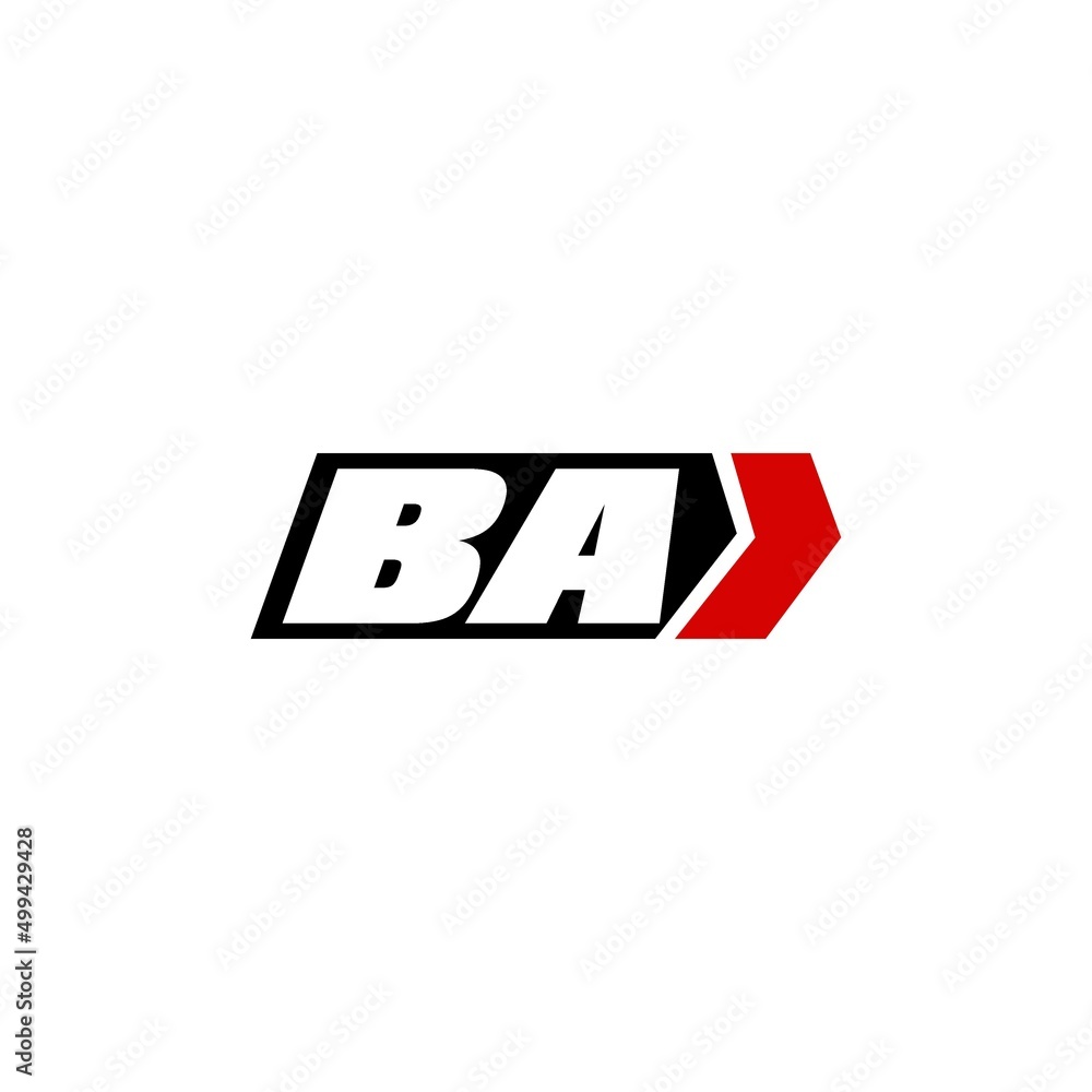 Initial letter BA logo with right arrow logo design Stock Vector ...
