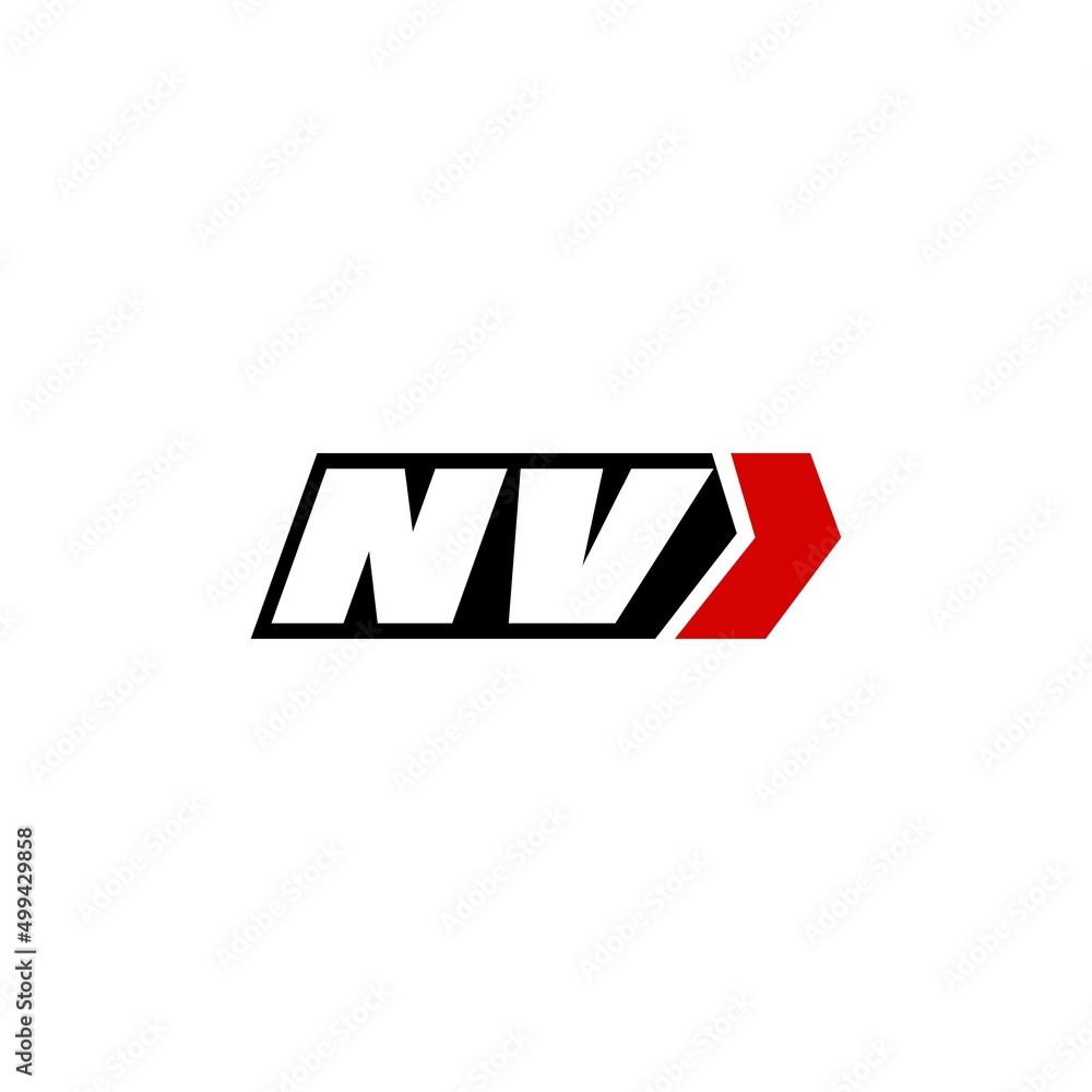 Initial letter NV logo with right arrow logo design Stock Vector ...