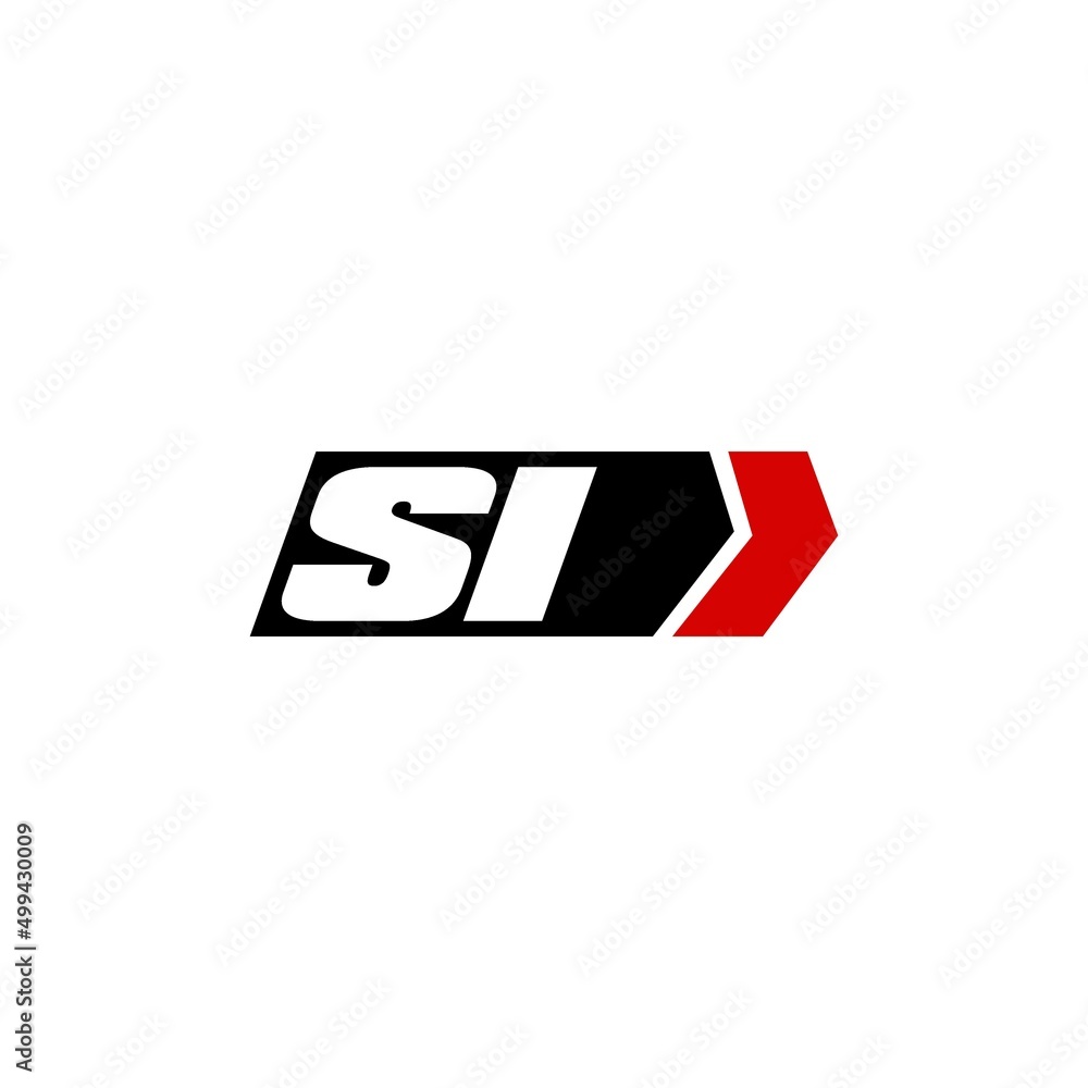 Initial letter SI logo with right arrow logo design Stock Vector ...