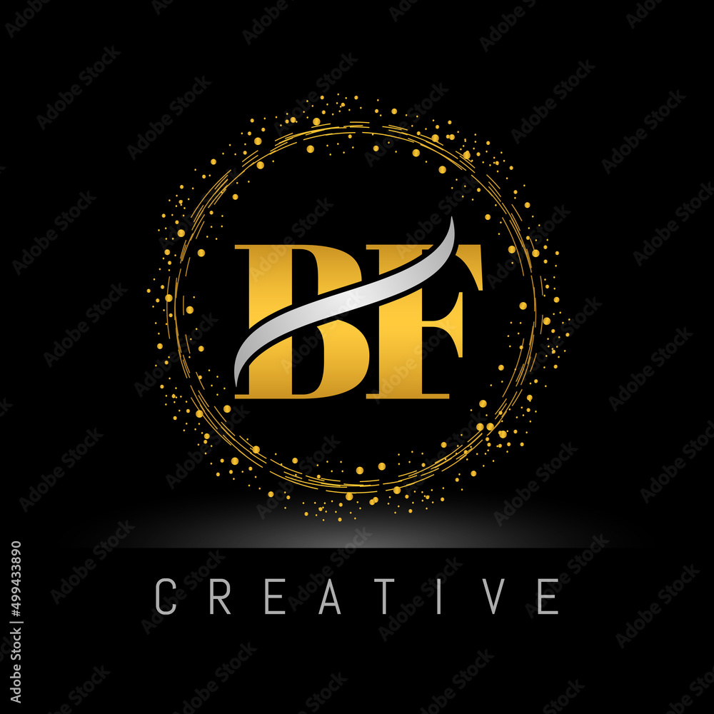 letter BF Logo Design Vector Template. Initial Gold And Silver Letter ...