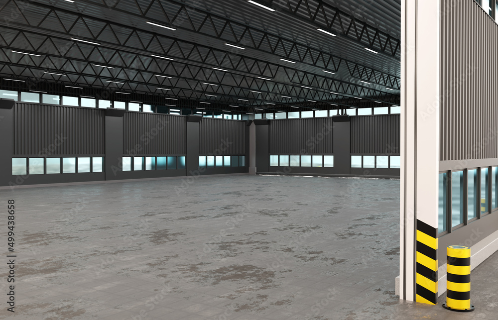 Empty warehouse space. Empty warehouse without shelving. Warehouse ...