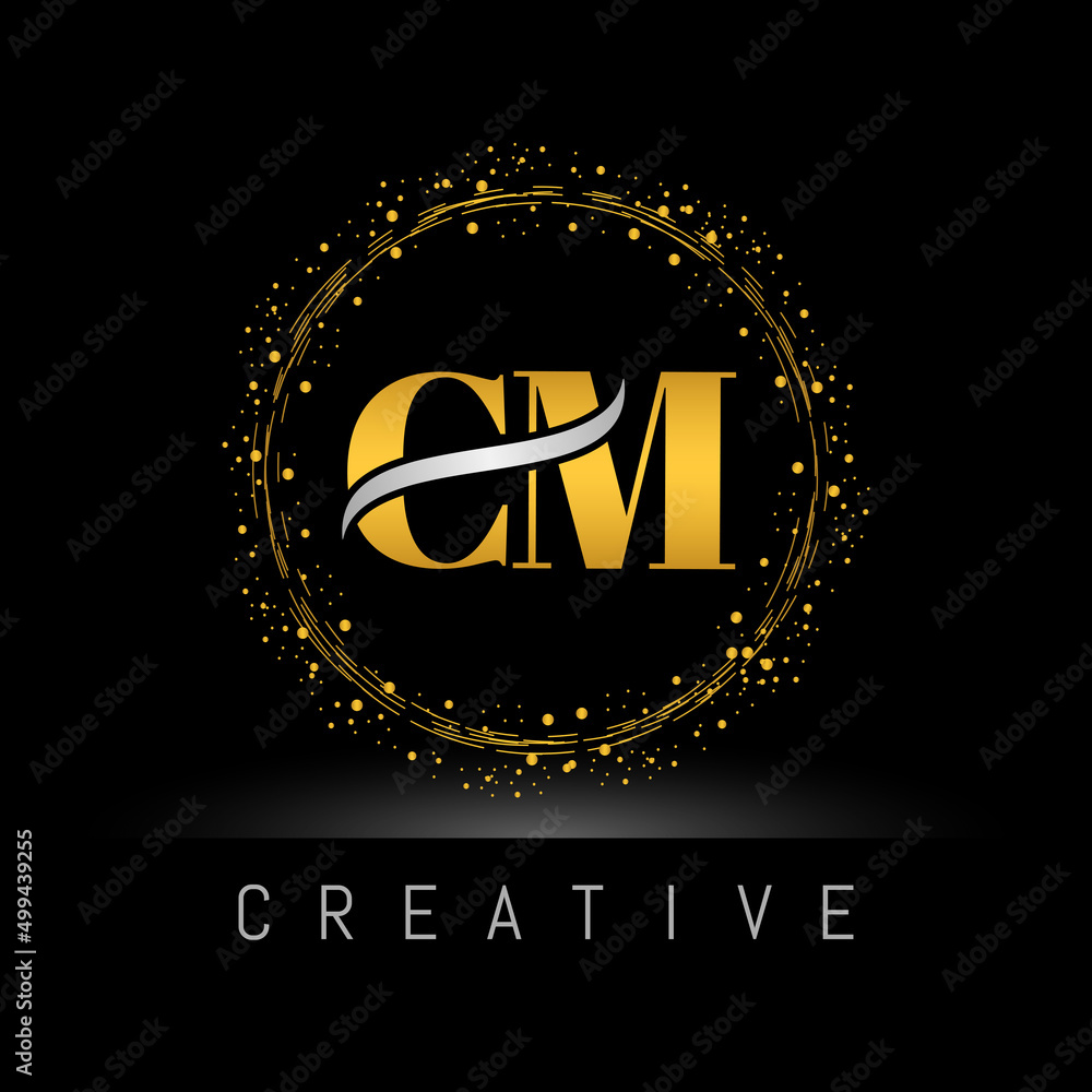 letter CM Logo Design Vector Template. Initial Gold And Silver Letter ...