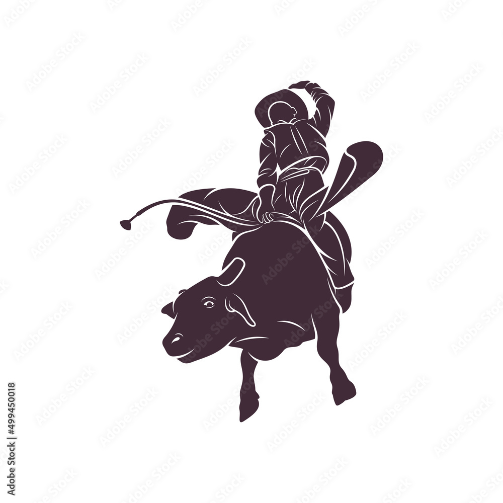 Bull Rider design vector illustration, Creative Bull Rider logo design ...
