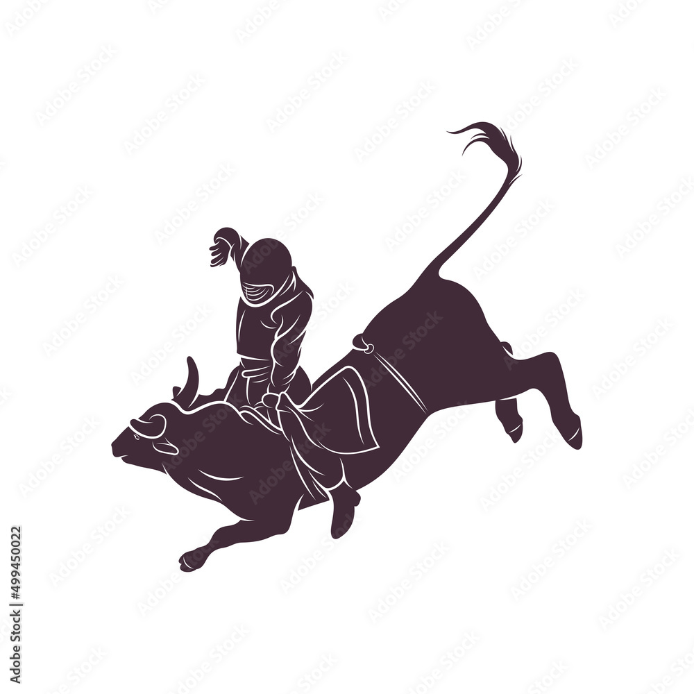 Bull Rider design vector illustration, Creative Bull Rider logo design ...