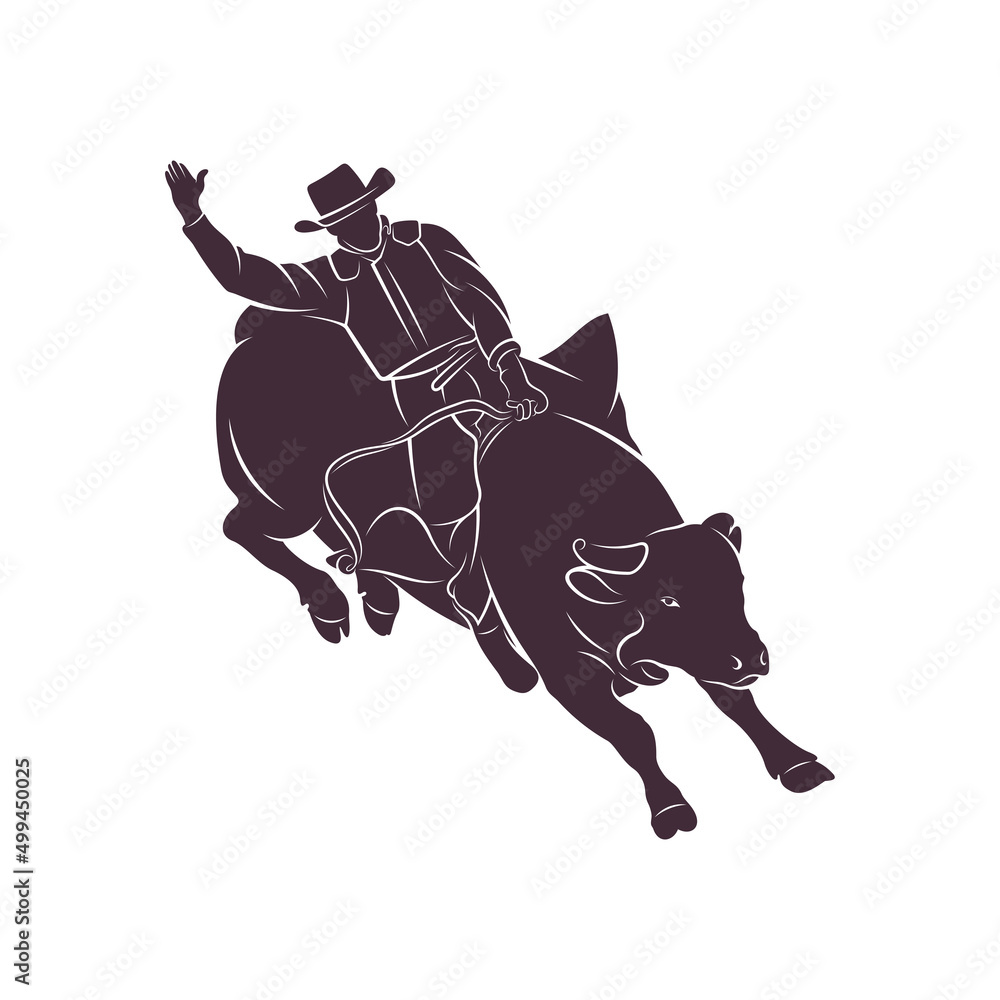 Bull Rider design vector illustration, Creative Bull Rider logo design ...
