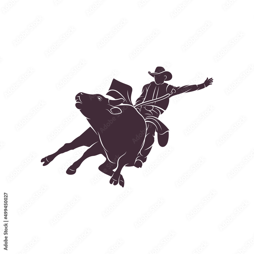 Bull Rider design vector illustration, Creative Bull Rider logo design ...