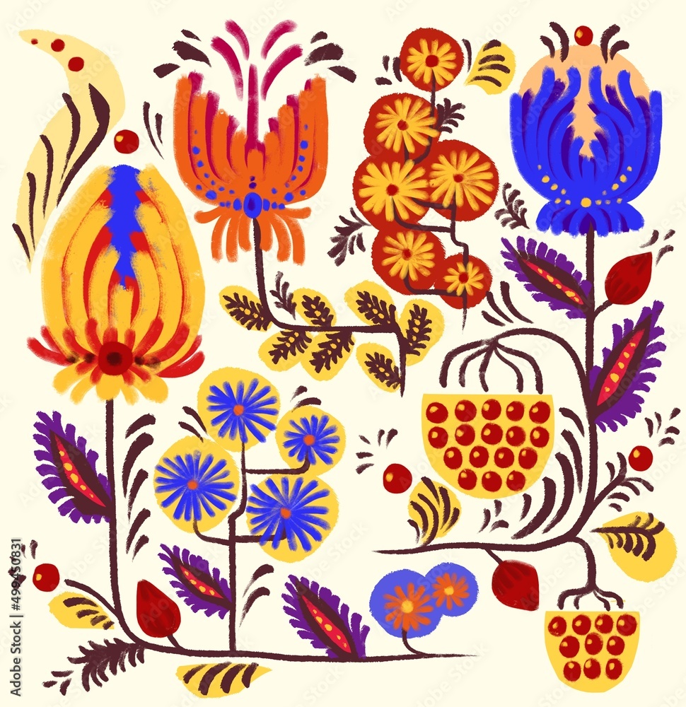 Ukrainian traditional painting style Petrykivka, Petrykivsky rozpys ...