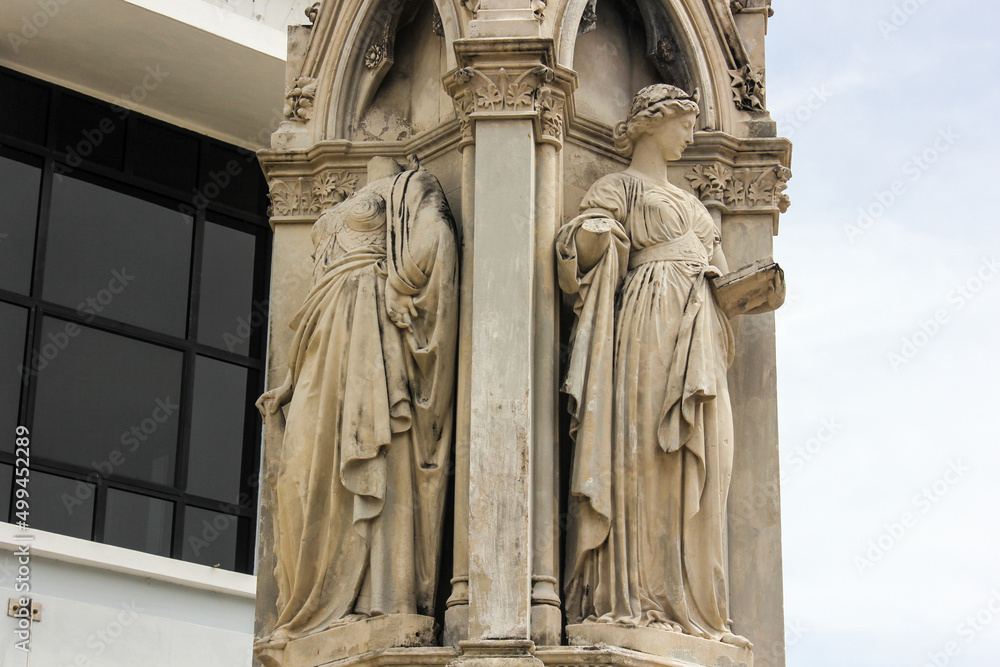 Beautiful ruined British colonial era statues in the historic Unesco ...