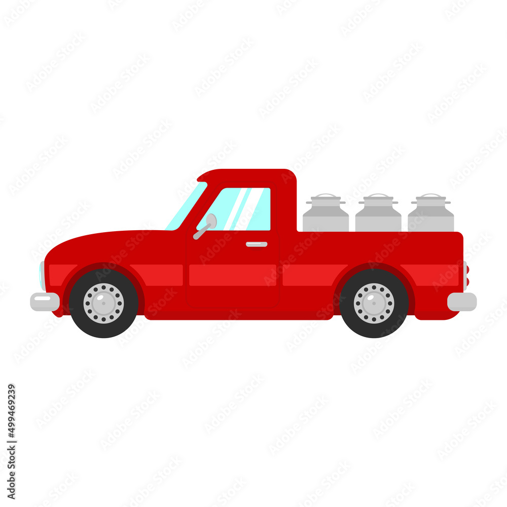Pickup truck icon. Farm vehicle. Color silhouette. Side view. Vector ...