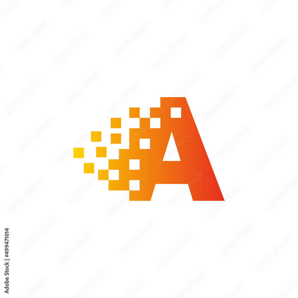 Colorful letter A fast pixel dot logo. Pixel art with the letter A ...