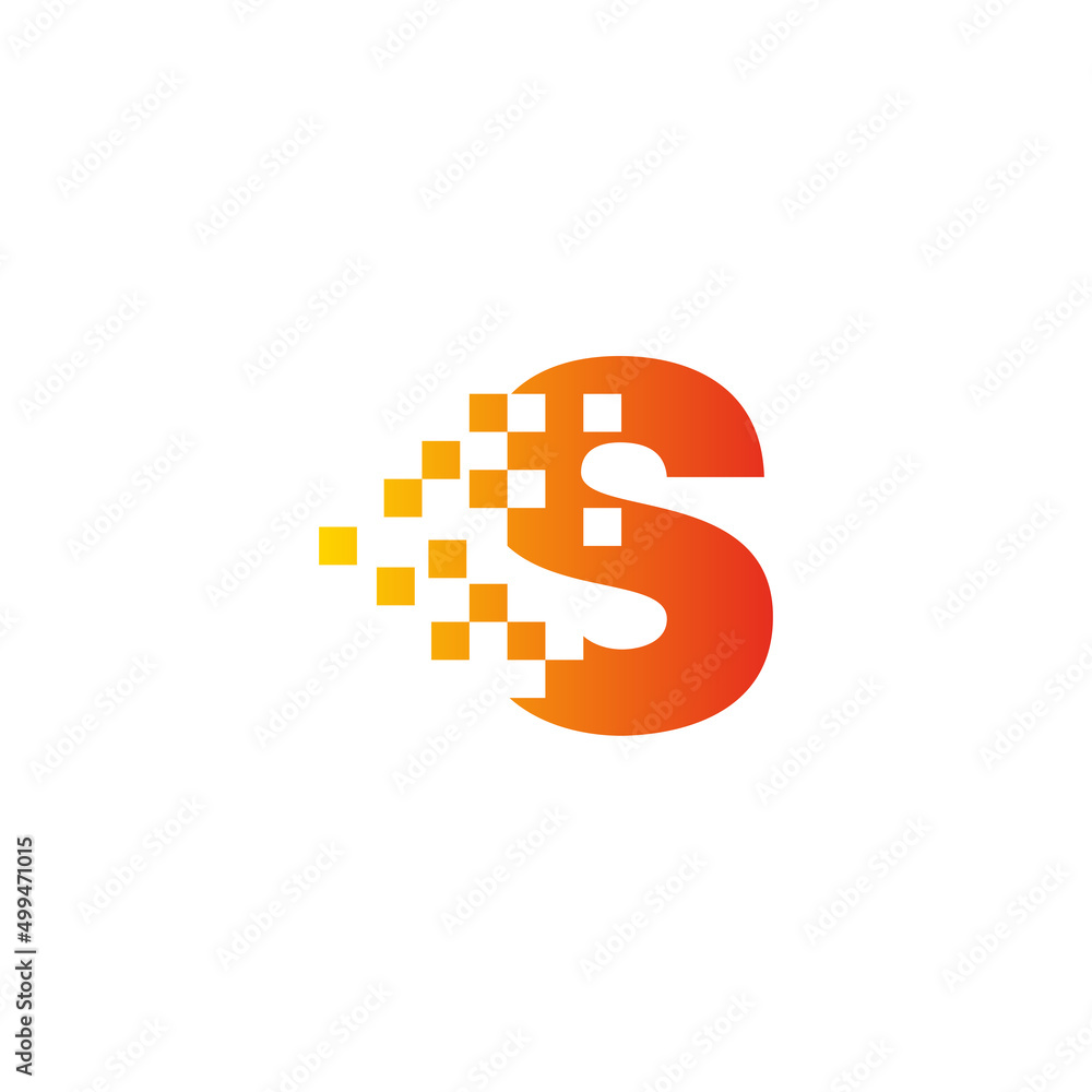 Colorful letter S fast pixel dot logo. Pixel art with the letter S ...