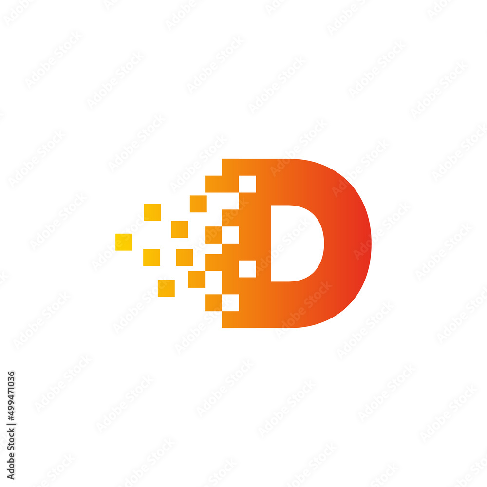 Colorful letter D fast pixel dot logo. Pixel art with the letter D ...