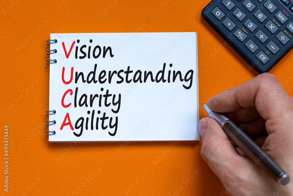 VUCA vision understanding clarity agility symbol. Concept words VUCA ...