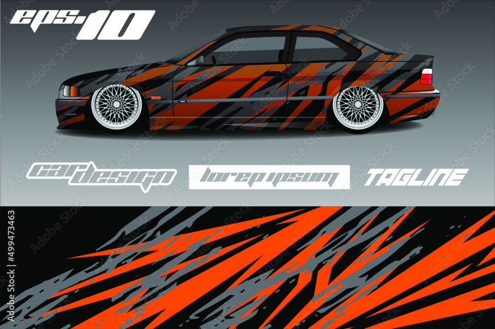 rally racing car wrapping sticker design Stock Vector | Adobe Stock