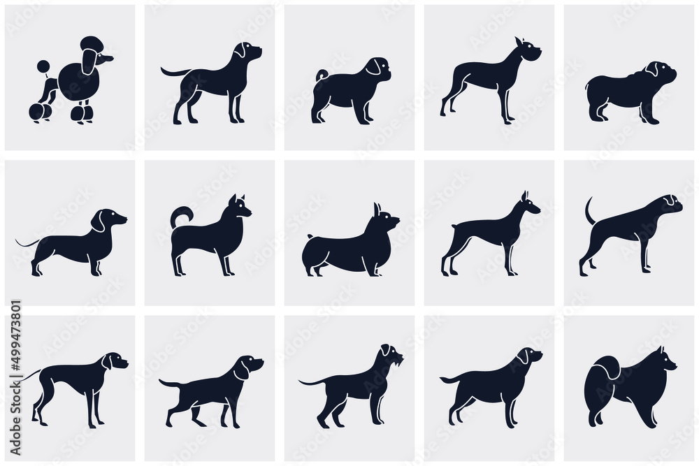 Dogs set icon symbol template for graphic and web design collection ...