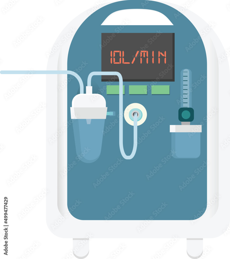 Oxygen concentrator vector illustration. Oxygen supplementation device ...