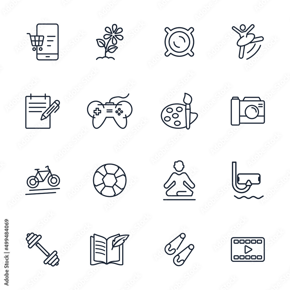hobby icons set . hobby pack symbol vector elements for infographic web ...