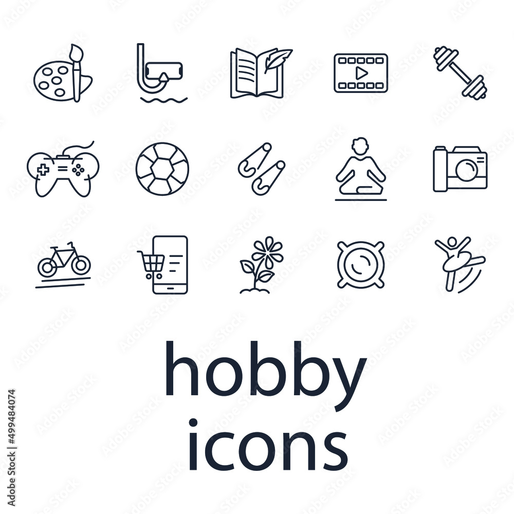 hobby icons set . hobby pack symbol vector elements for infographic web ...