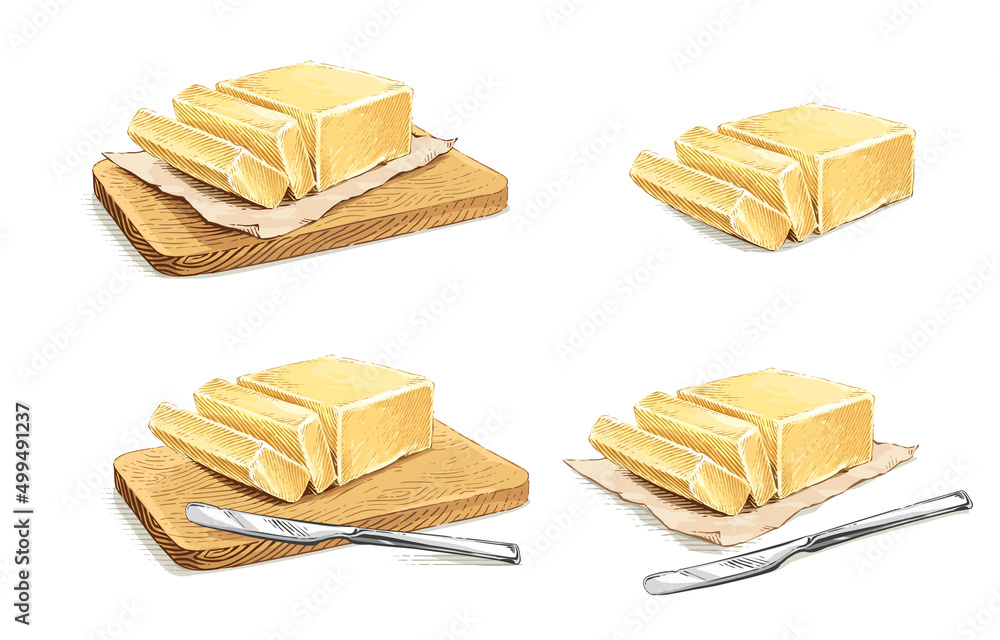 butter hand drawing sketch engraving illustration style Stock Vector ...