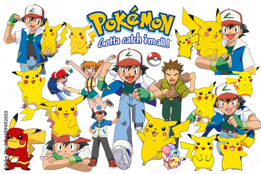 Pikachu and Ash Ketchum - vector collection Stock Vector | Adobe Stock