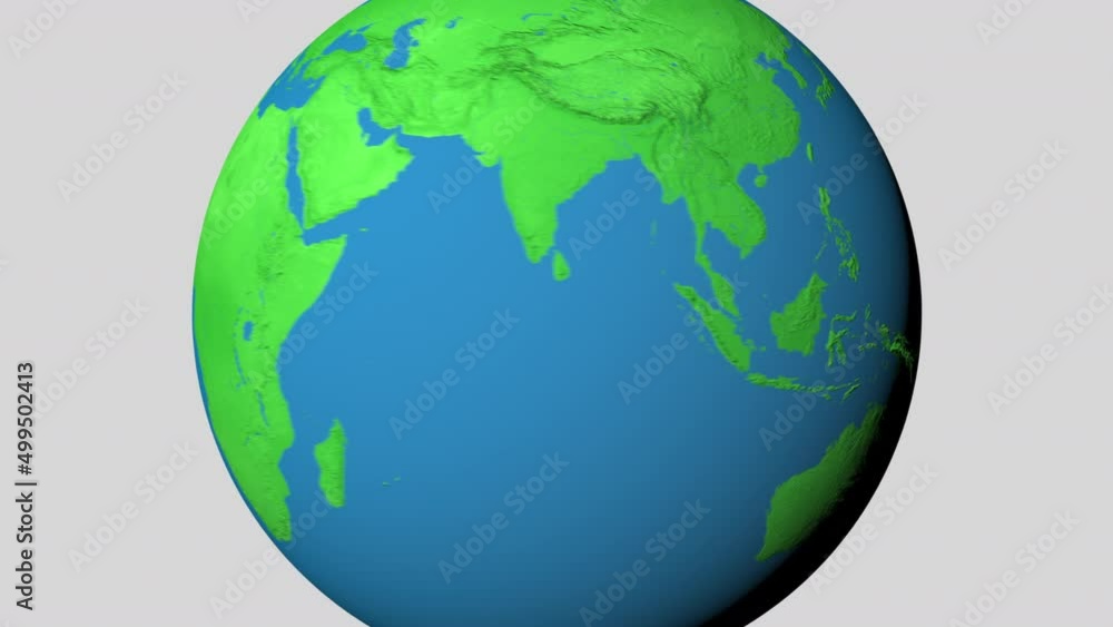 Seamless looping animation of the earth zooming in to the 3d map of ...