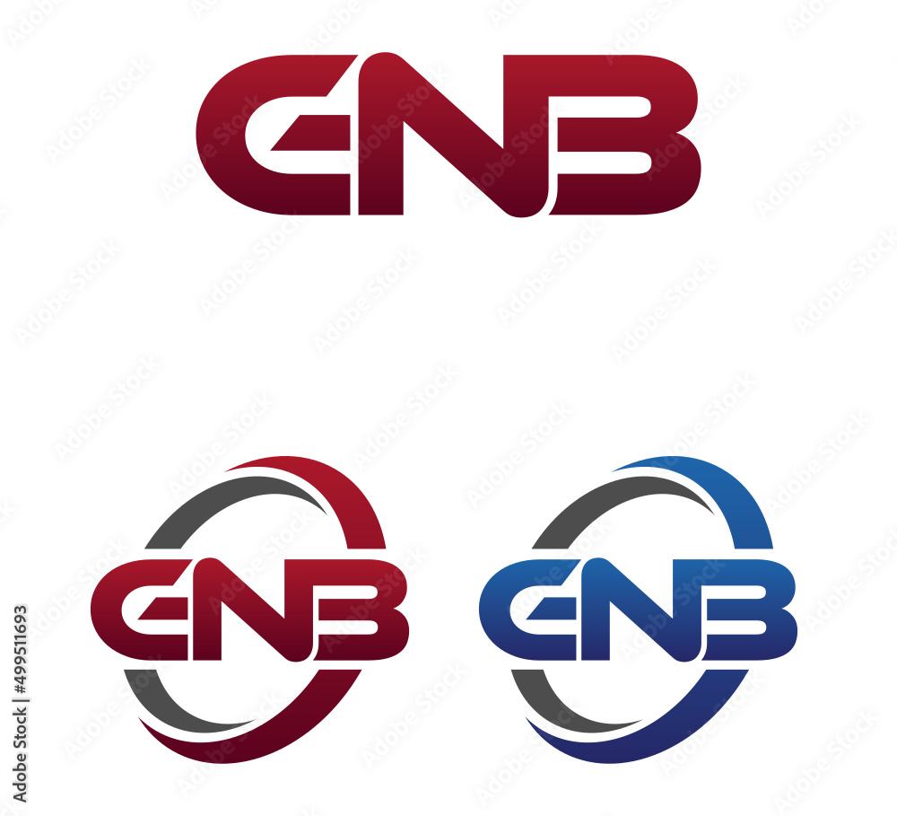 Vector Modern 3 Letters Initial logo Vector Swoosh Red Blue GNB Stock ...