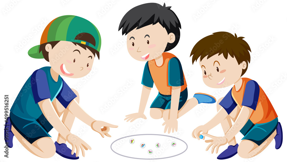 Children playing marbles on white background Stock Vector | Adobe Stock