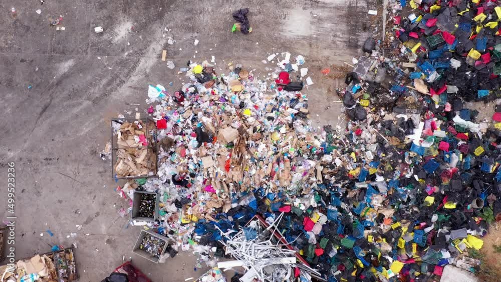 A waste sorting center for recycling. The recyclable paper packaging ...