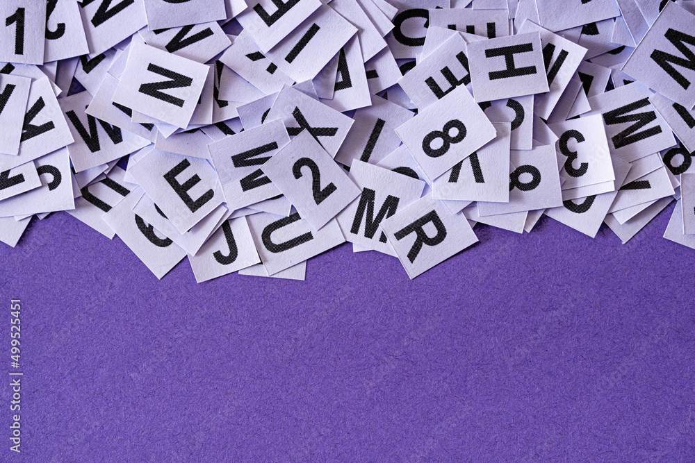 Numbers and letters on a purple background with purple background copy ...