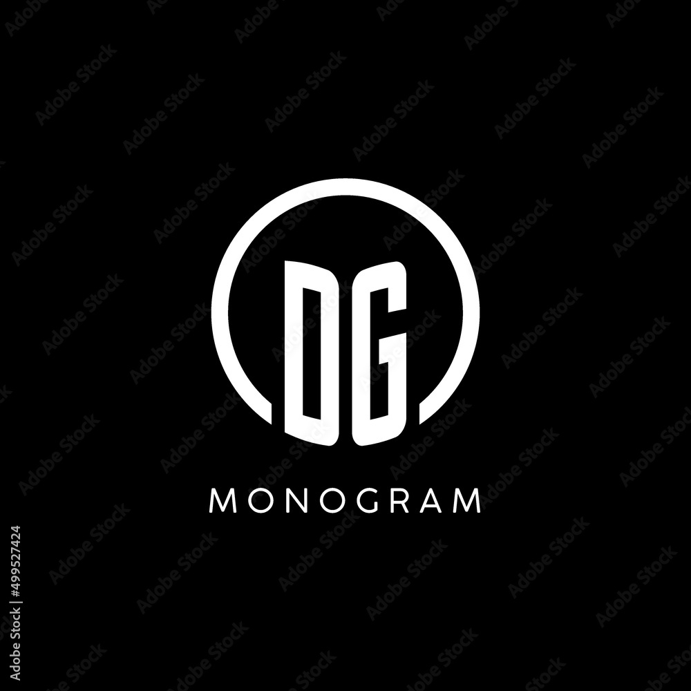 Initial letter DG uppercase combined with circle outline, Modern ...