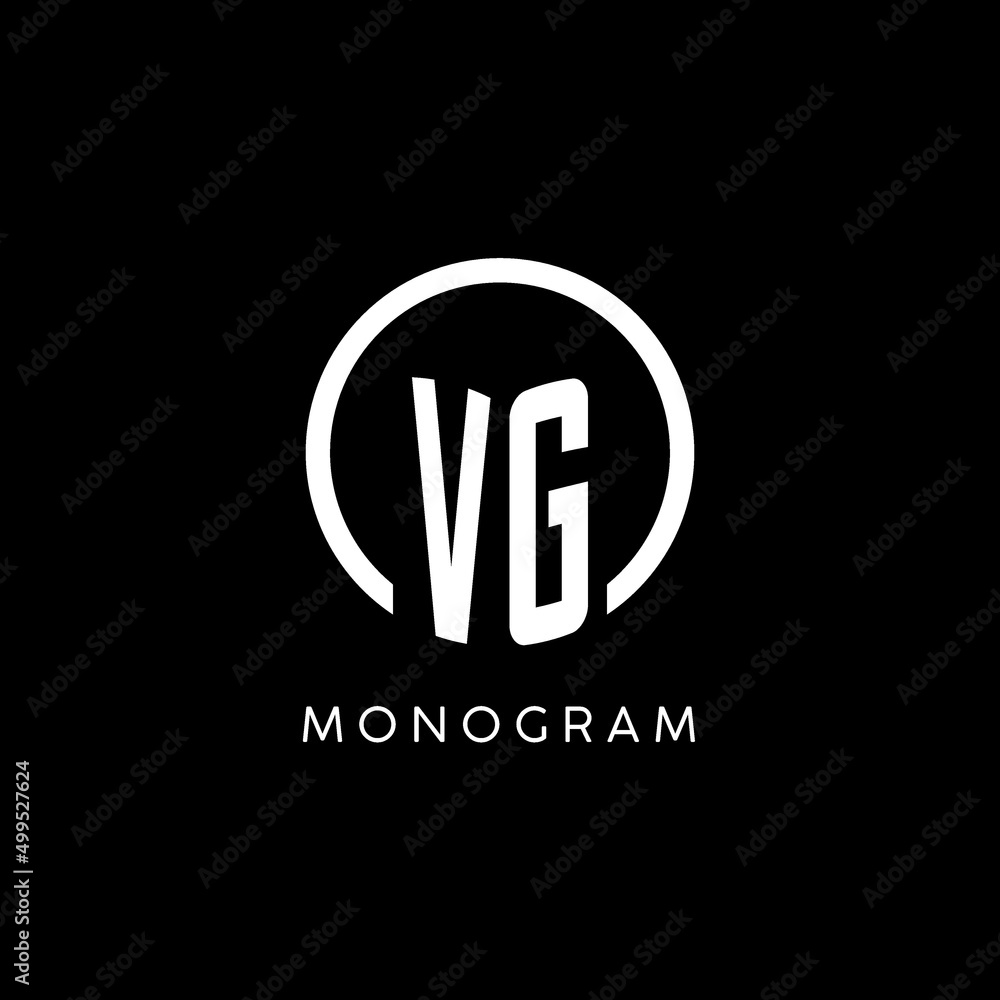 Initial letter VG uppercase combined with circle outline, Modern ...