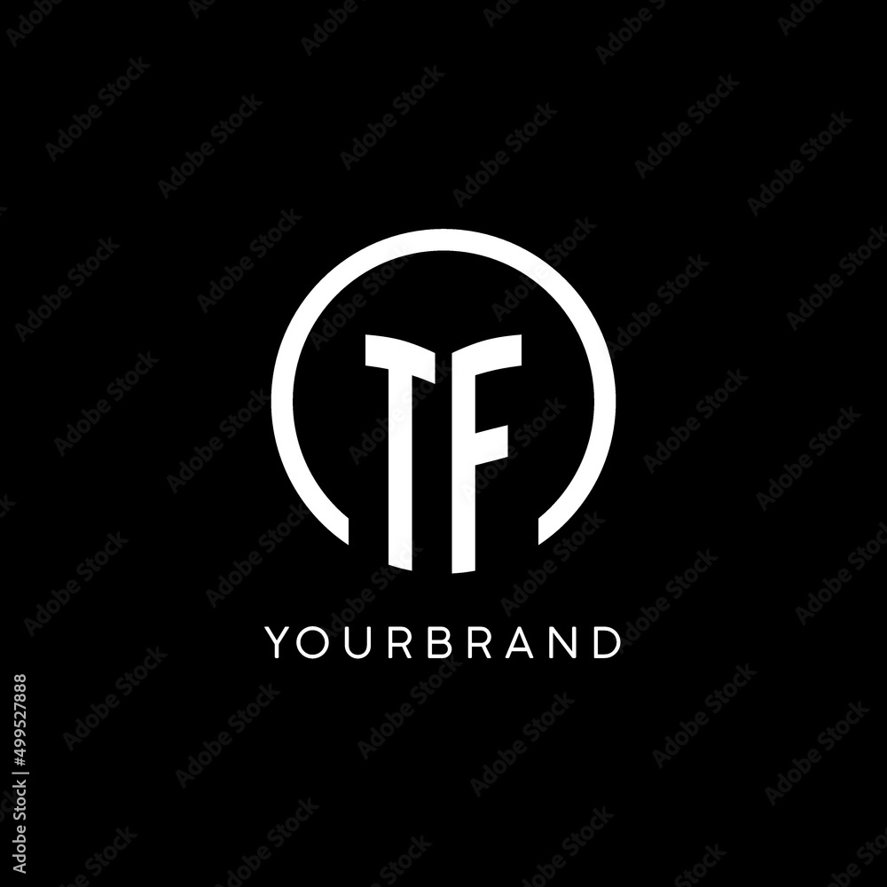Initial letter TF uppercase combined with circle outline, Modern ...