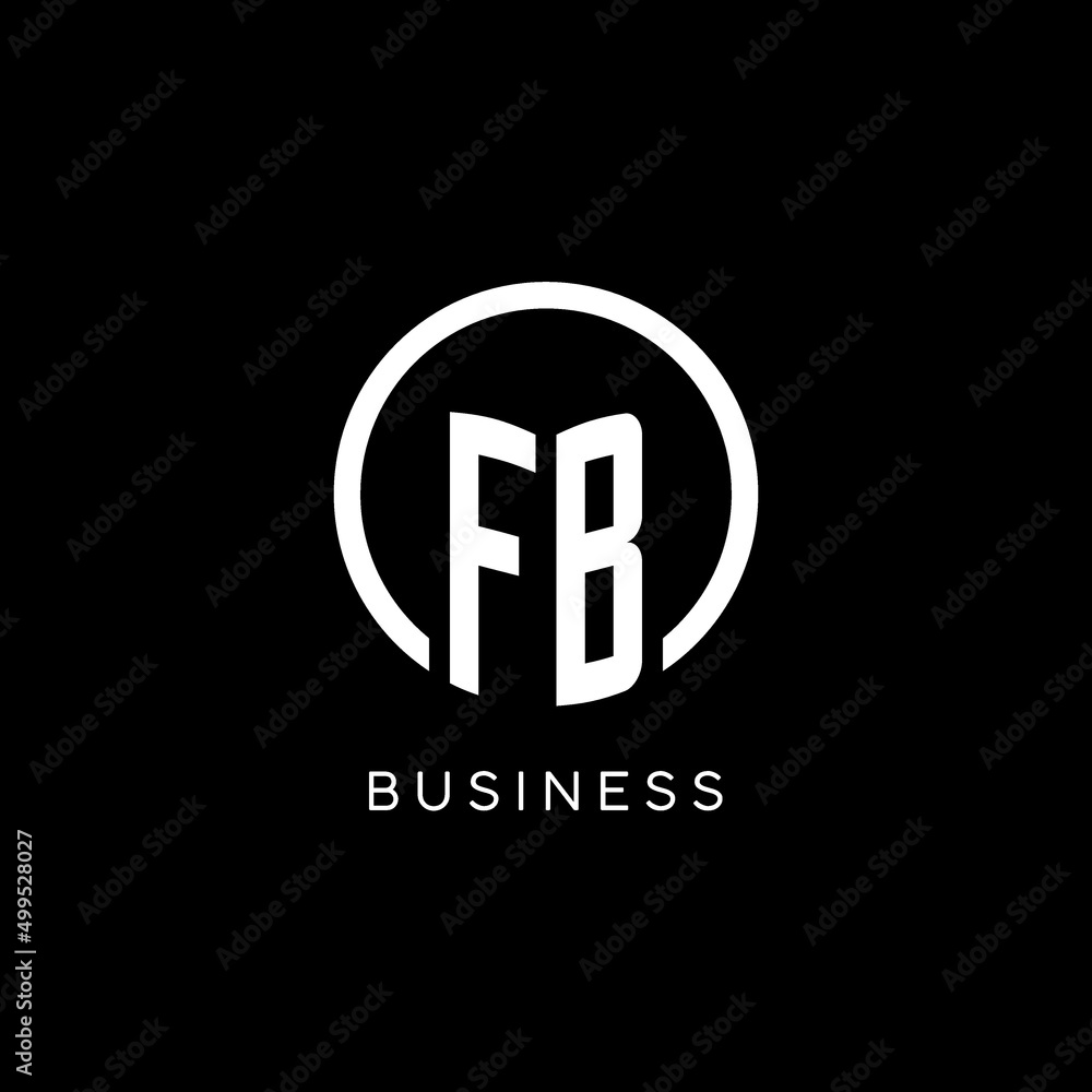 Initial letter FB uppercase combined with circle outline, Modern ...