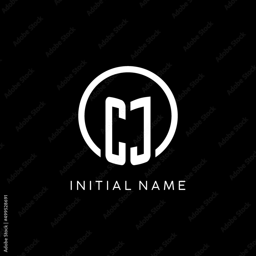 Initial letter CJ uppercase combined with circle outline, Modern ...