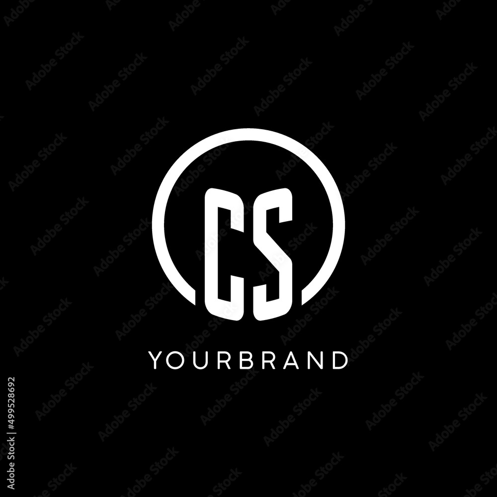 Initial letter CS uppercase combined with circle outline, Modern ...