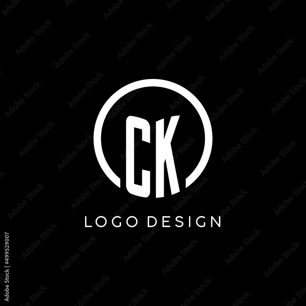 Initial letter CK uppercase combined with circle outline, Modern ...