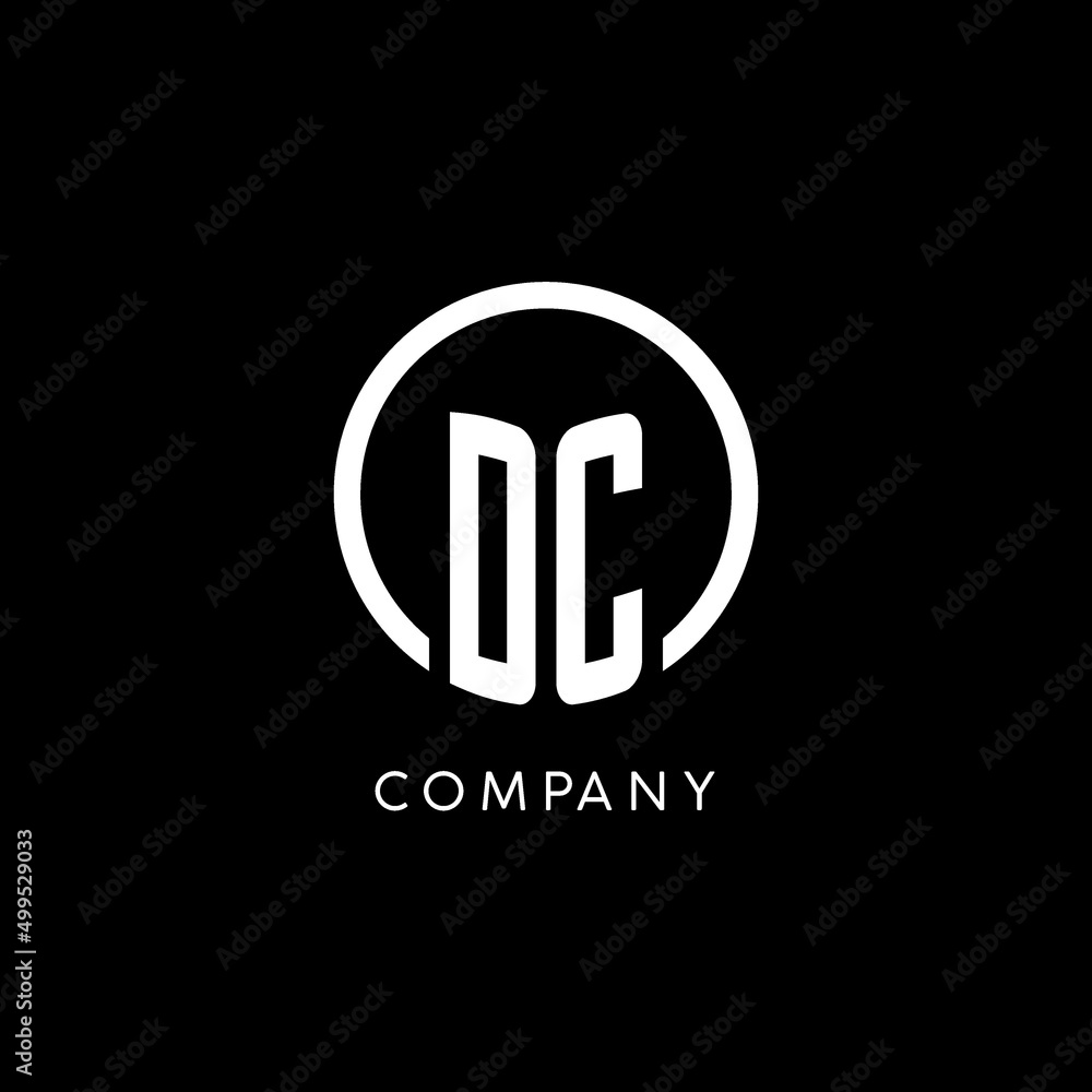 Initial letter DC uppercase combined with circle outline, Modern ...