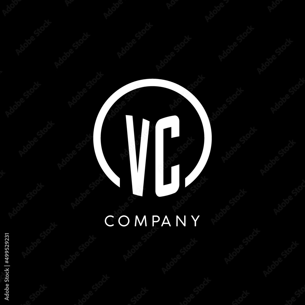 Initial letter VC uppercase combined with circle outline, Modern ...