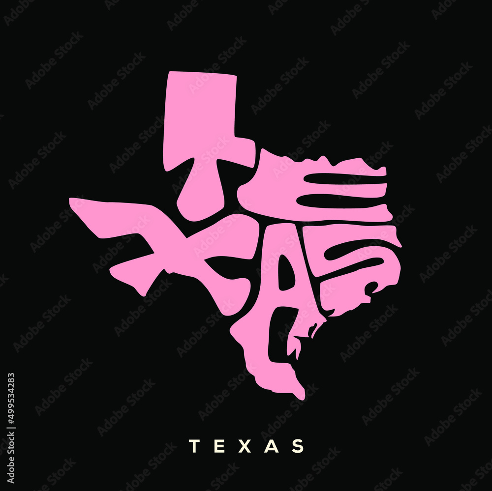 Texas state map typography. Texas map typography. Texas lettering ...