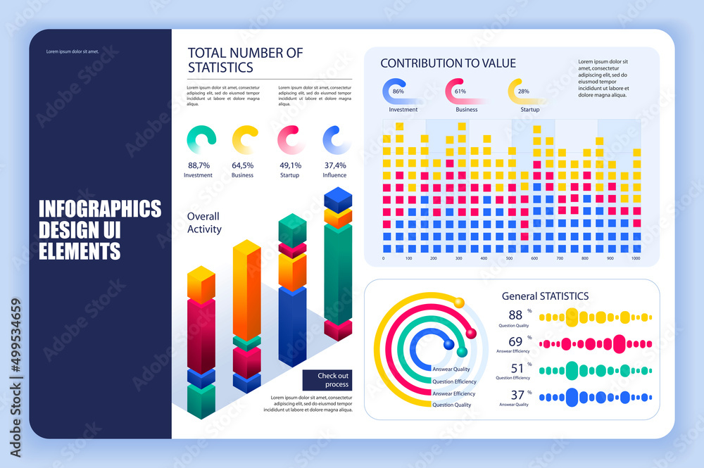Bundle infographic elements data visualization vector design template ...