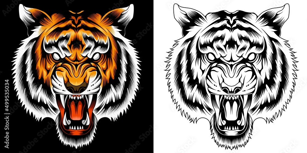 angry tiger head vector illustration Stock Vector | Adobe Stock
