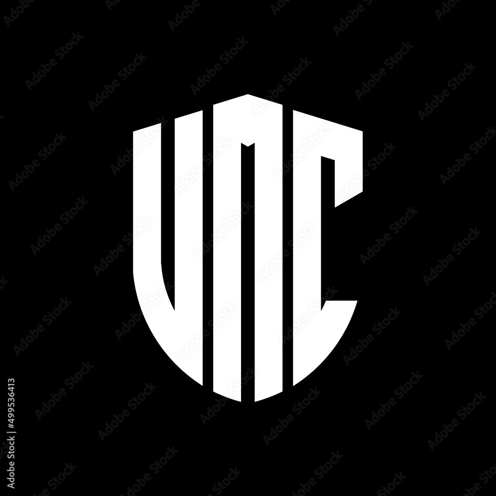 UMC letter logo design. UMC modern letter logo with black background ...
